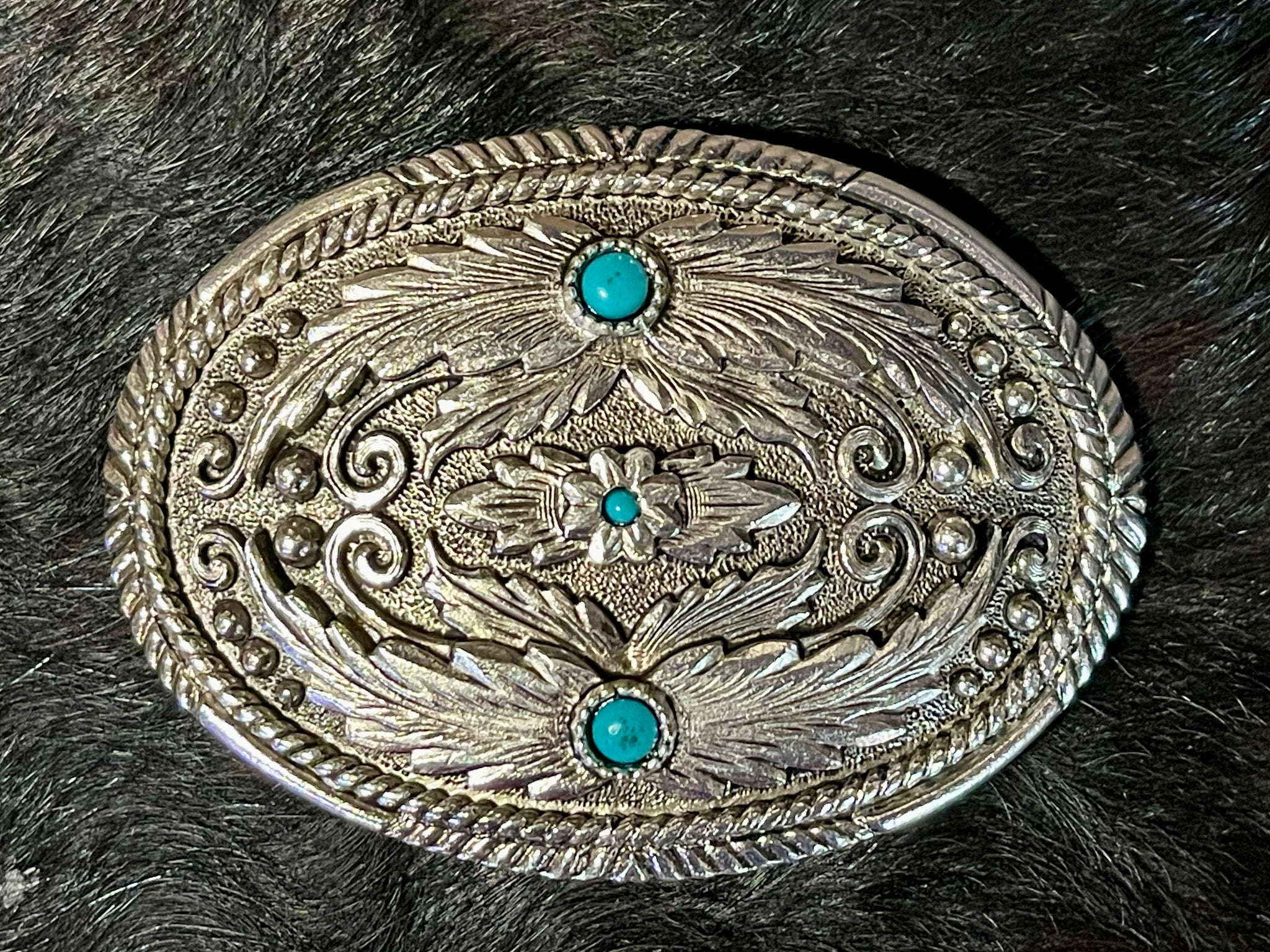 Fancy Feather Buckle with Turquoise